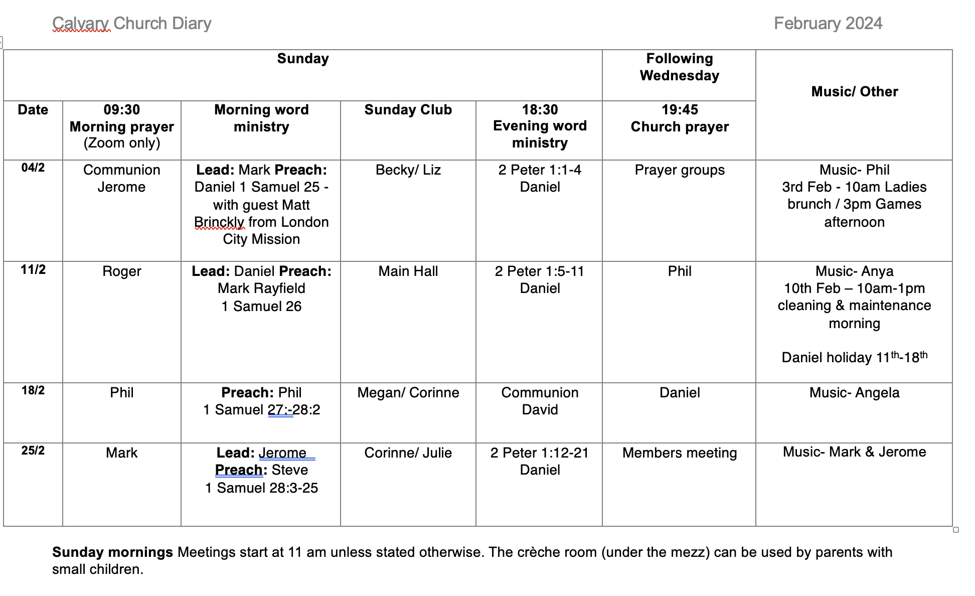 What’s on this month? – Calvary Church Brighton